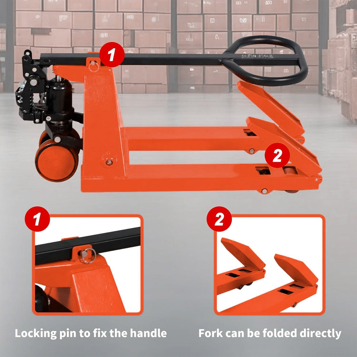 Mini Manual Pallet Jack | 2200 lb Capacity | 31.5" x 15" Foldable Fork ...